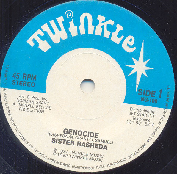 Sister Rasheda : Genocide (7") | Rook Records